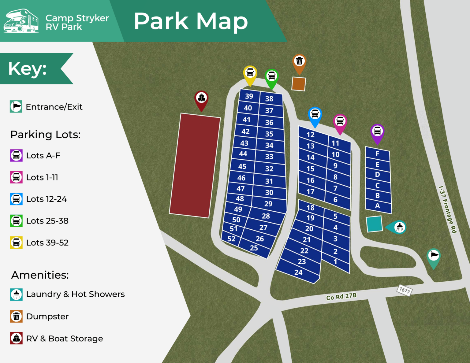 Park Map - Camp Stryker RV Park - Texas